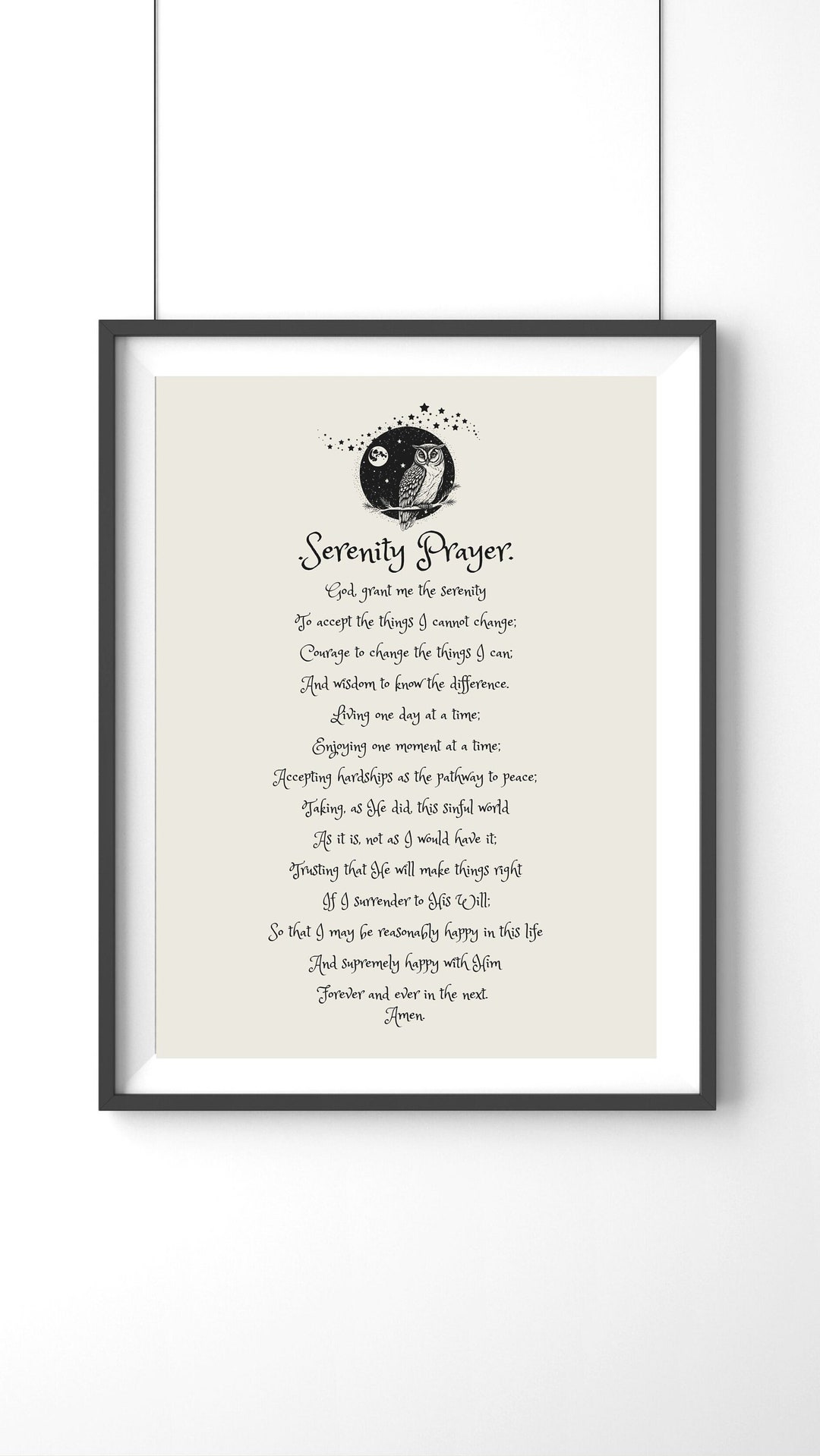 Serenity Prayer Wall Art Recovery Gift, Alcoholics Anonymous, Addiction ...