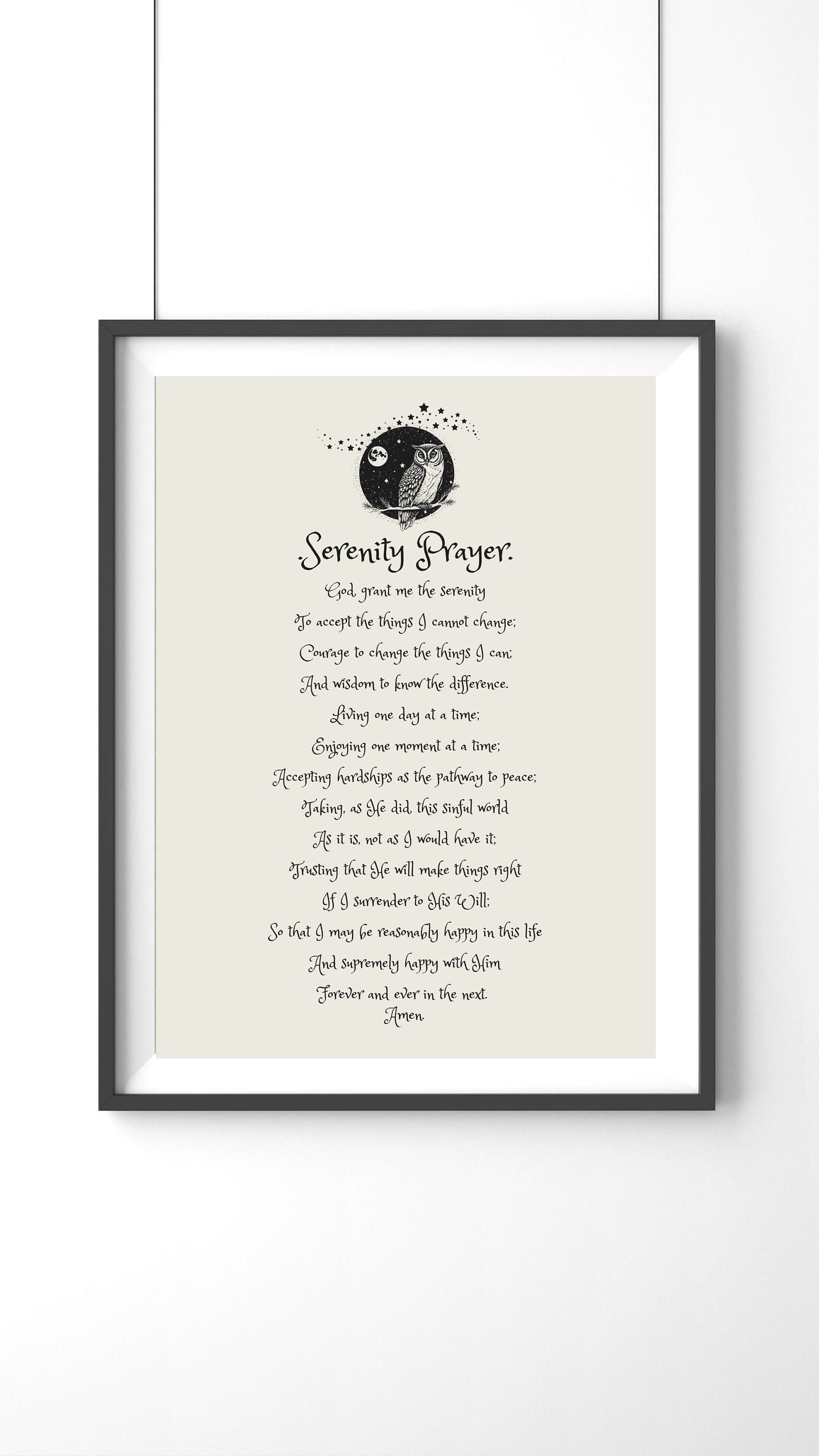 Serenity Prayer Wall Art Recovery Gift, Alcoholics Anonymous, Addiction ...