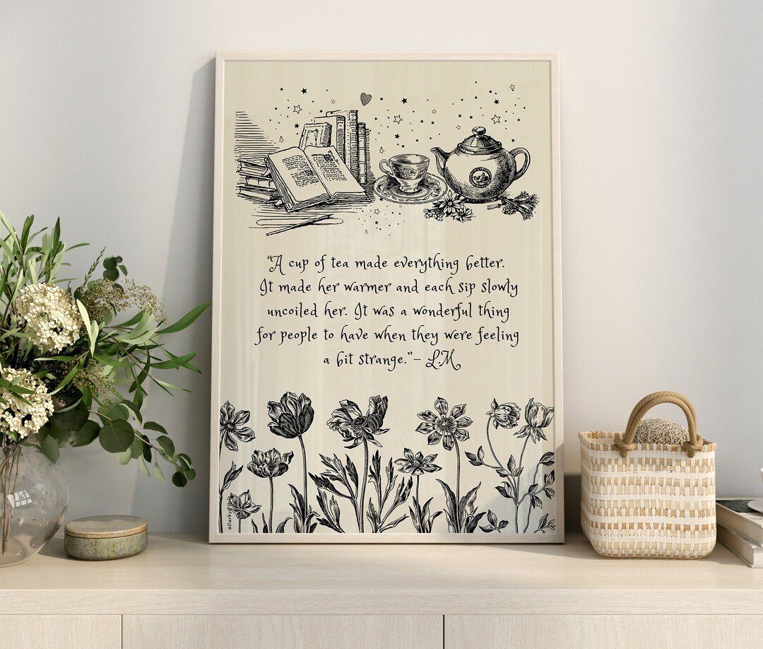 Tea Lover Print, Kitchen Wall Art Gift, Bookish Quote Art Printable ...