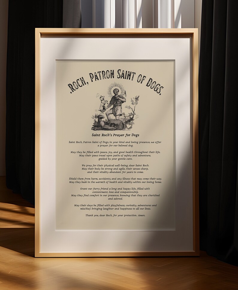 Patron Saint of Dogs Prayer Print, Saint Roch Digital Download ...