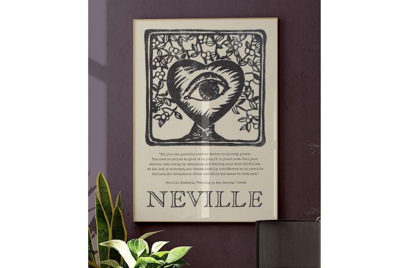 Neville Goddard Poster, Neville Symbol Heart, Law of Attraction Print ...