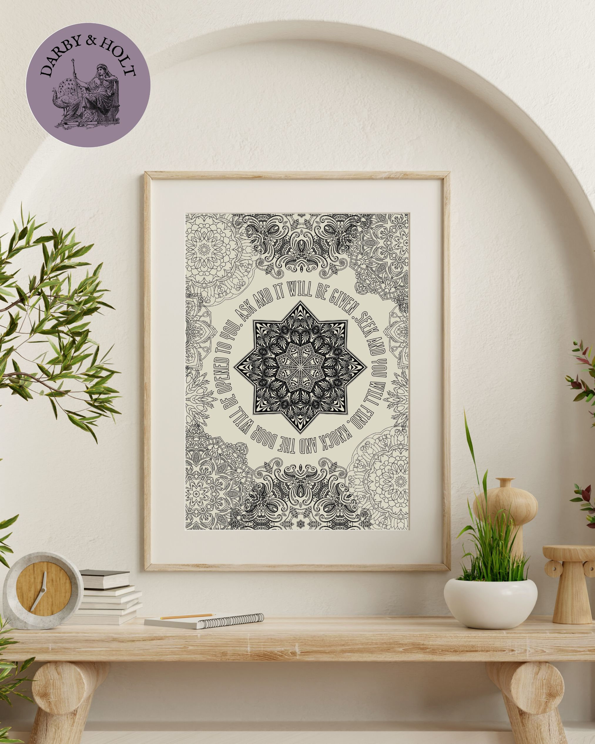 Law of Attraction Coloring Page Mandala Wall Art Matthew 7 7 - Etsy