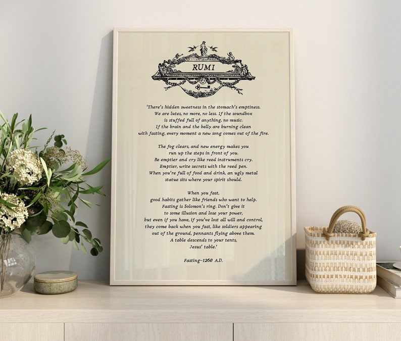 Rumi Print, Fasting Islamic Decor, Persian Design, Bookish Gifts ...