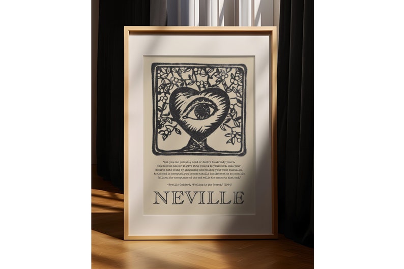 Neville Goddard Poster, Neville Symbol Heart, Law of Attraction Print ...