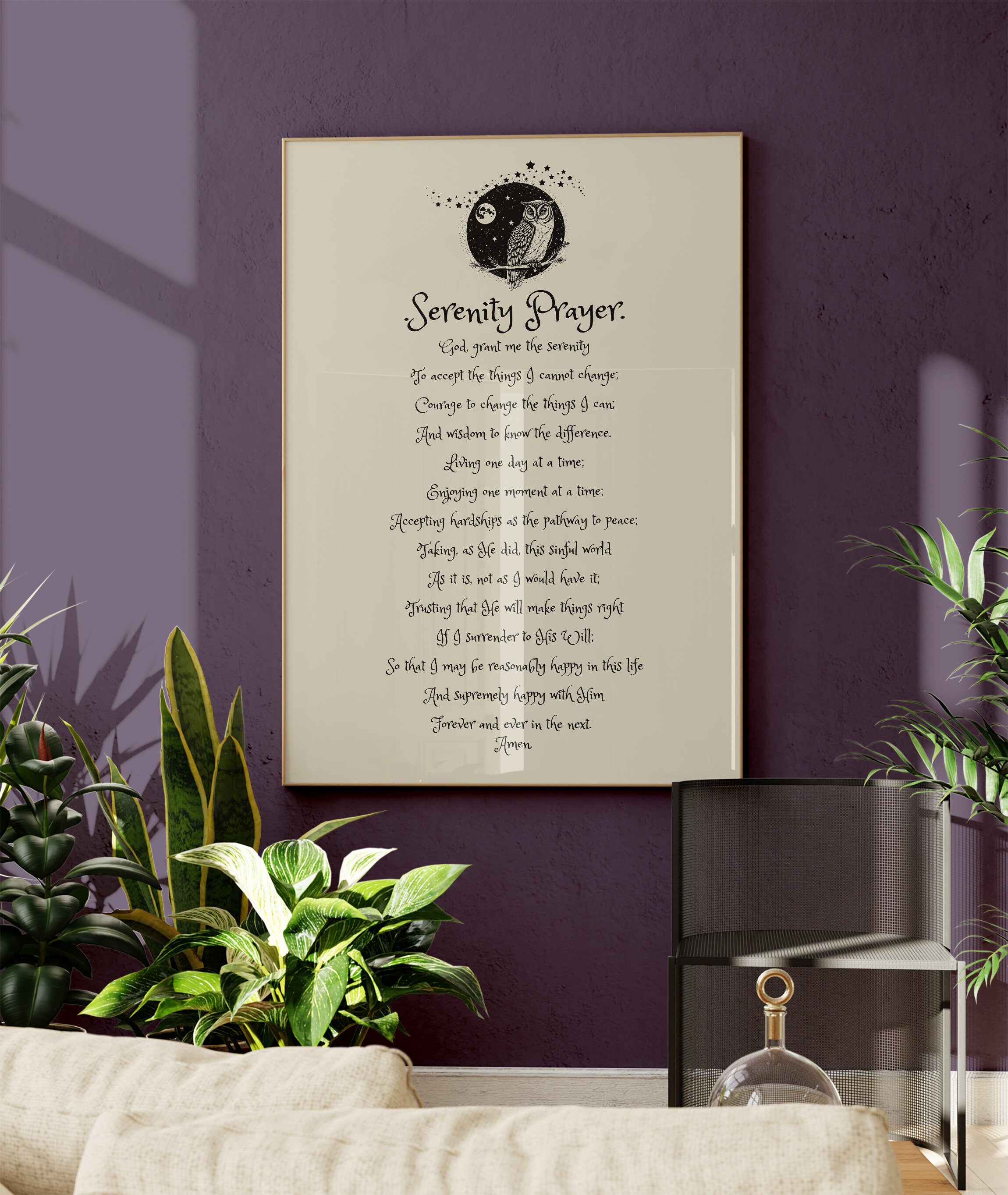 Serenity Prayer Wall Art Recovery Gift, Alcoholics Anonymous, Addiction ...