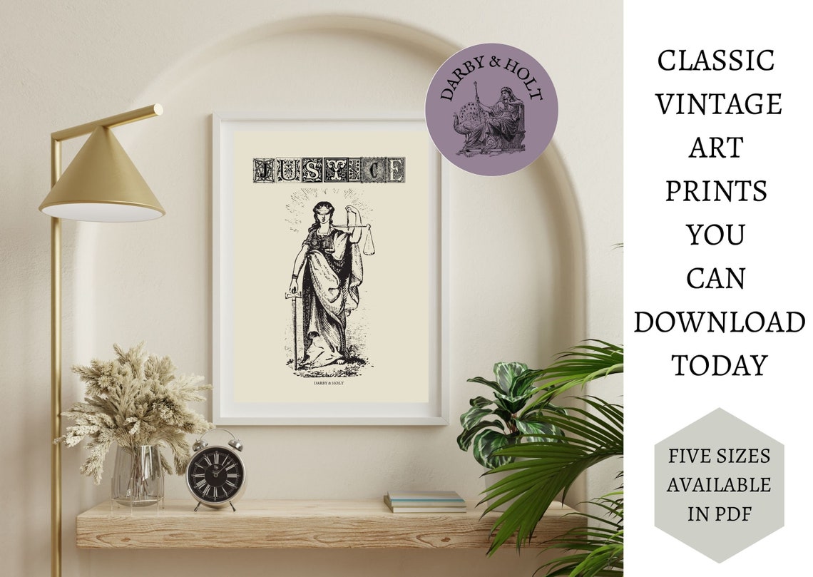 Lawyer Printable Wall Art Justice Scales Digital Download Vintage ...