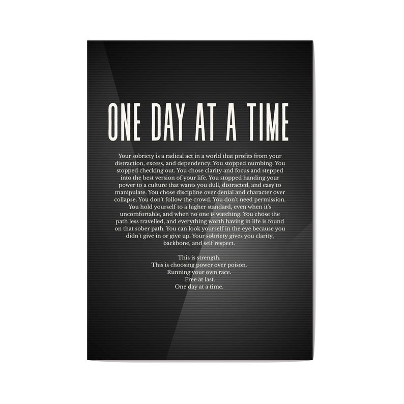 One Day at a Time, Sobriety Verse Gift, AA Motivational Print ...