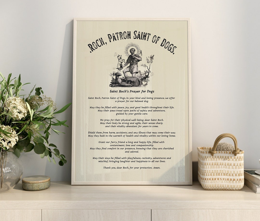 Patron Saint of Dogs Prayer Print, Saint Roch Digital Download ...
