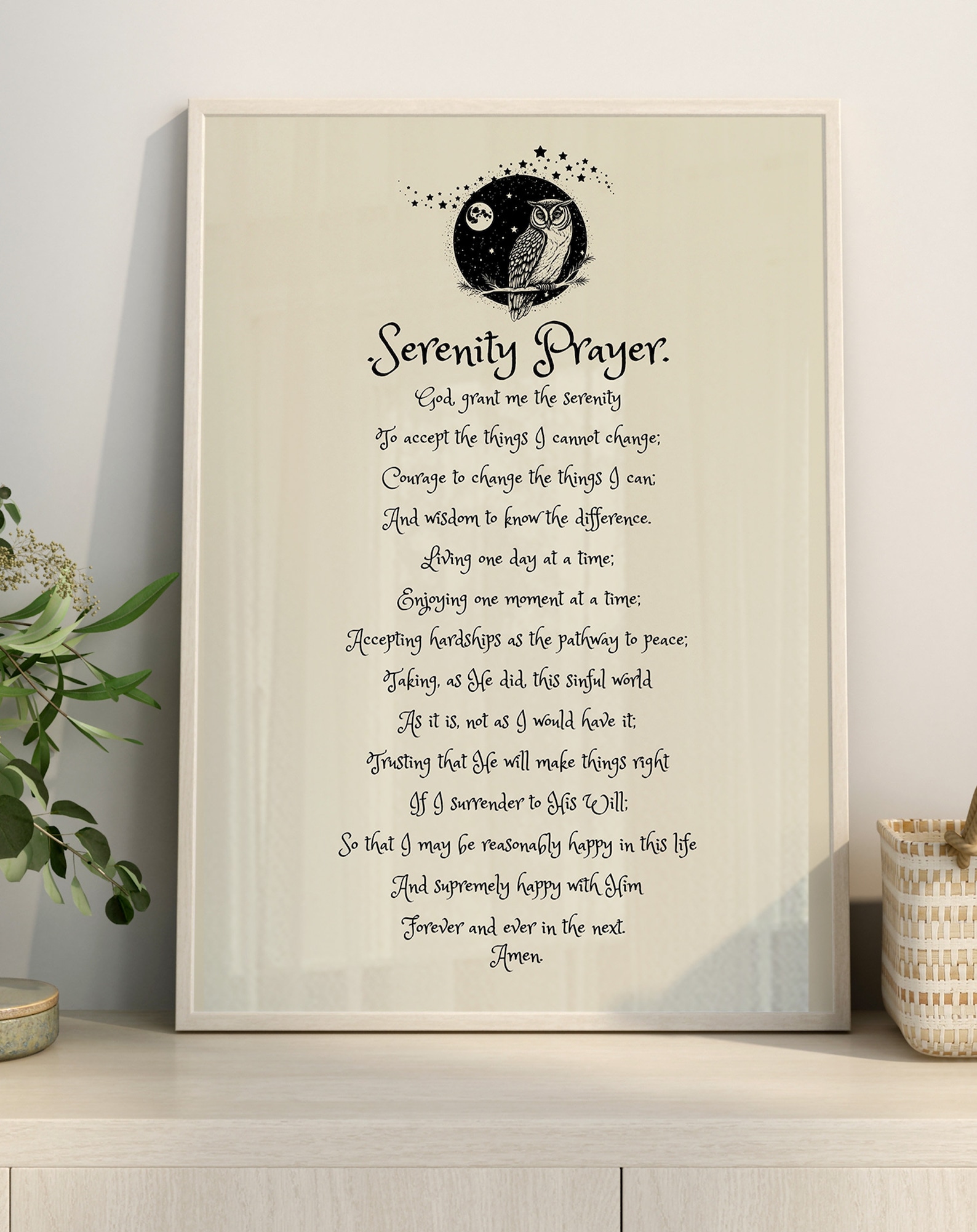 Serenity Prayer Wall Art Recovery Gift, Alcoholics Anonymous, Addiction ...