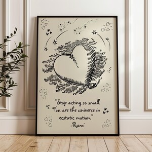 Rumi Quote Print, Persian Wall Art, Bookish Gifts Rumi Quotes, Universe ...