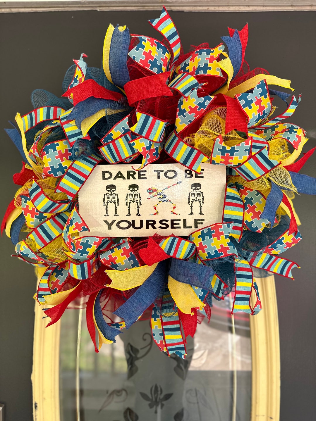 Autism Awareness Wreath Dare to Be Different Someone We Love Has Autism ...