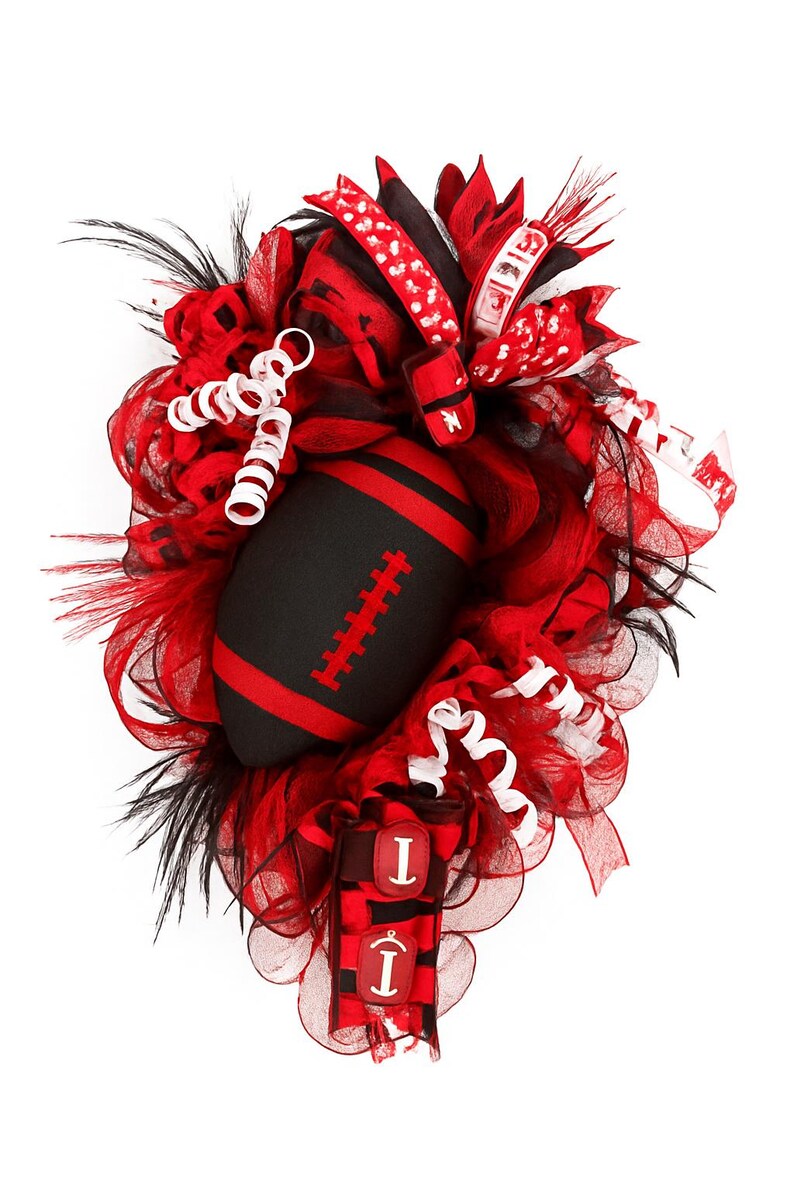 Football Swag Wreath: Red & Black Game Day Door Decor - Etsy