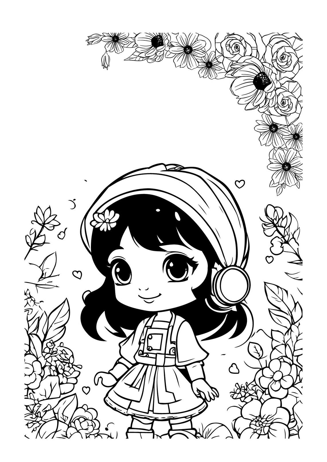 Cute Girl Coloring Pages for Kids, 20 Coloring Pages, Princess Coloring ...