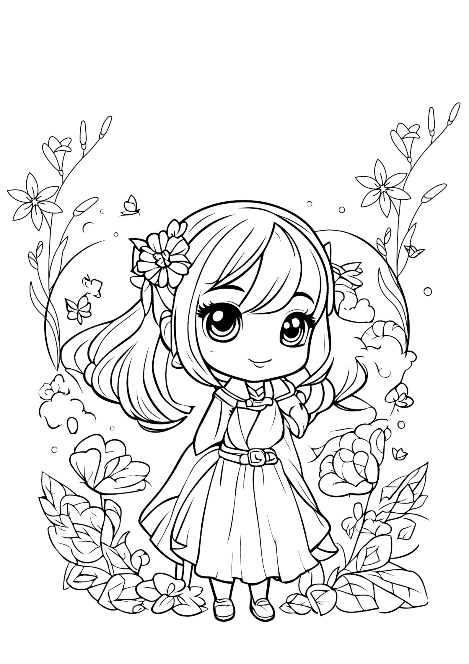 Cute Girl Coloring Pages for Kids, 20 Coloring Pages, Princess Coloring ...