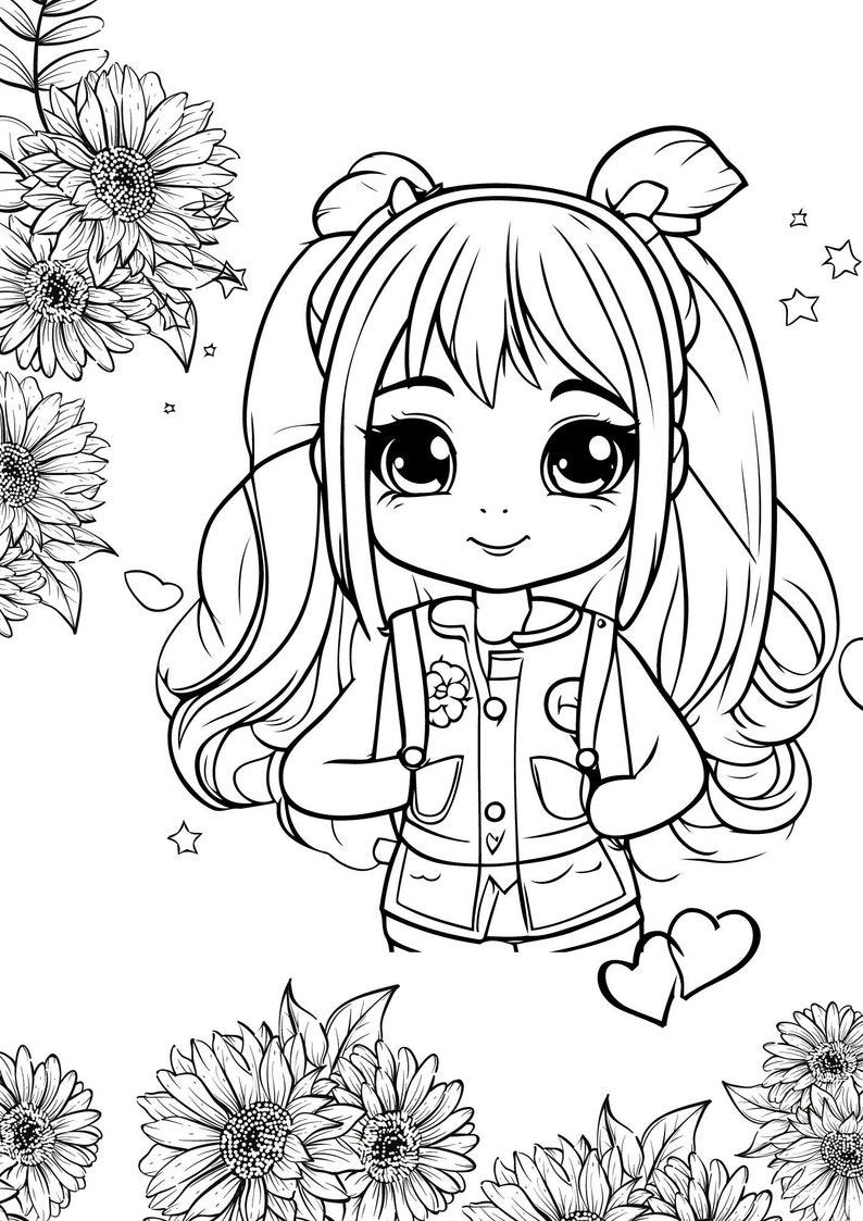 Cute Girl Coloring Pages for Kids, 20 Coloring Pages, Princess Coloring ...