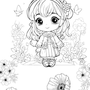 Cute Girl Coloring Pages for Kids, 20 Coloring Pages, Princess Coloring ...