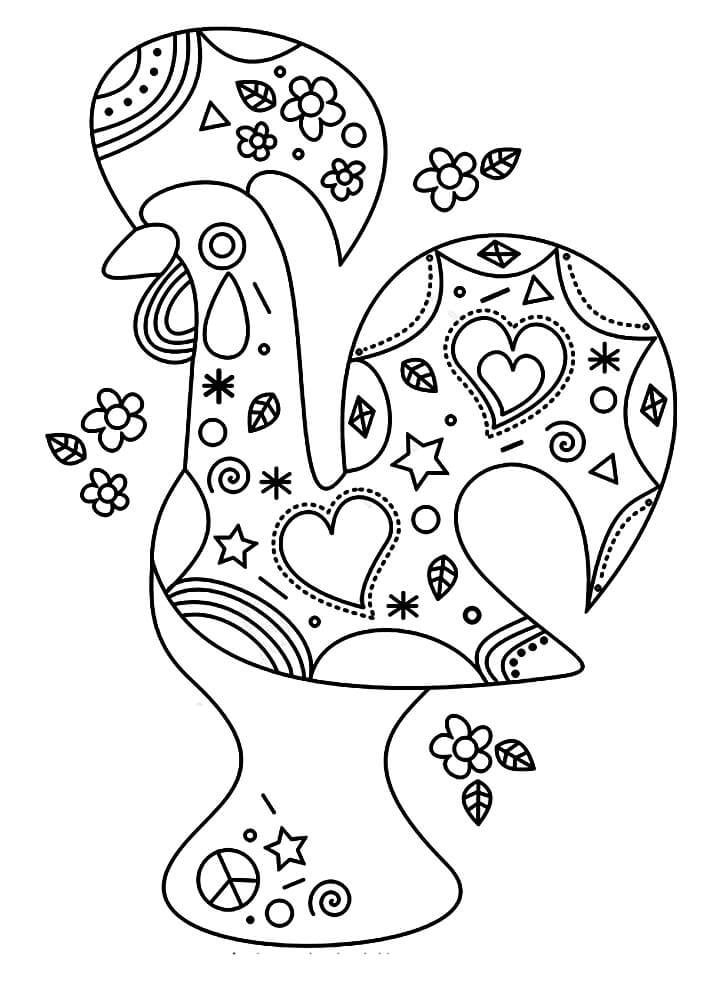 Vibrant Tales: Galo De Barcelos Coloring Page - Printable Art Galo De ...