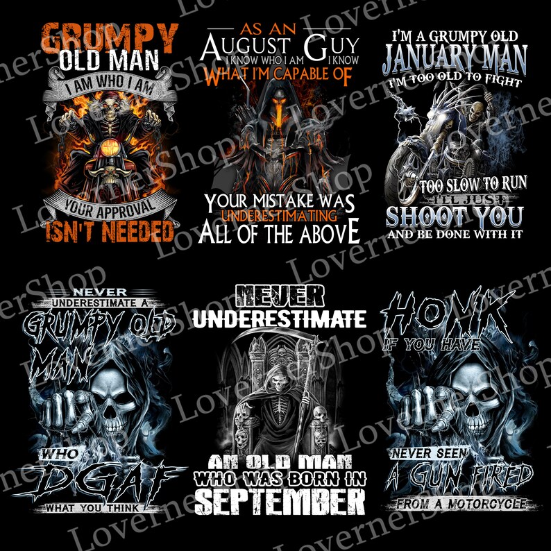 Grumpy Old Man Skull PNG, Grumpy Skull Svg, Sublimation, Digital ...
