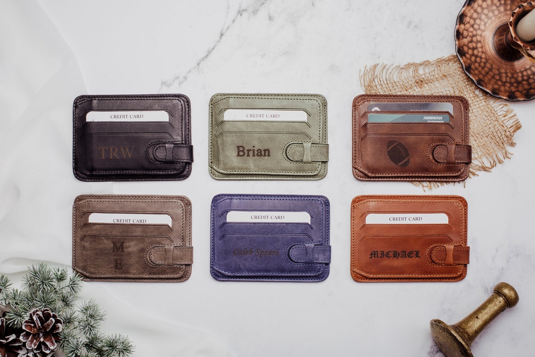 Personalized Card Holder, Custom Leather Wallet, Minimalist Wallet for ...