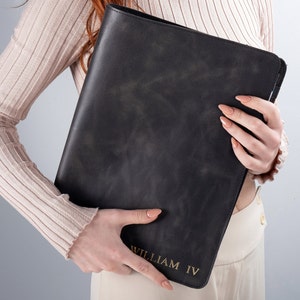 PERSONALIZED Leather Padfolio, Monogrammed Distressed Leather Portfolio ...