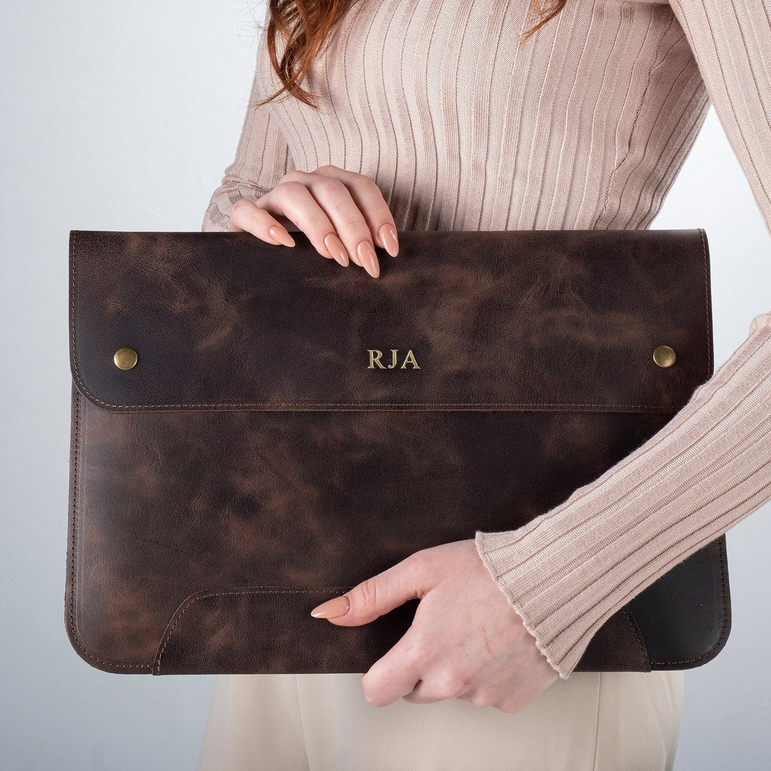 Personalized Laptop Bag for Women, Leather Laptop Sleeve, Custom Laptop ...