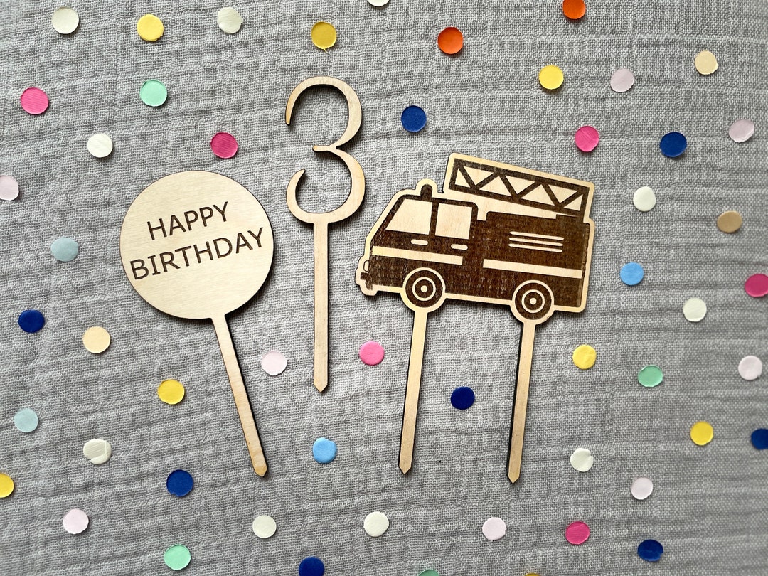 Cake Topper Fire Department Caketopper Number Cake Topper Happy ...