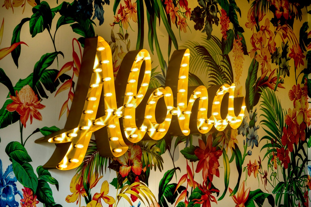 Home Decor Beach ALOHA Neon Sign Photograph Wall Art Neon - Etsy