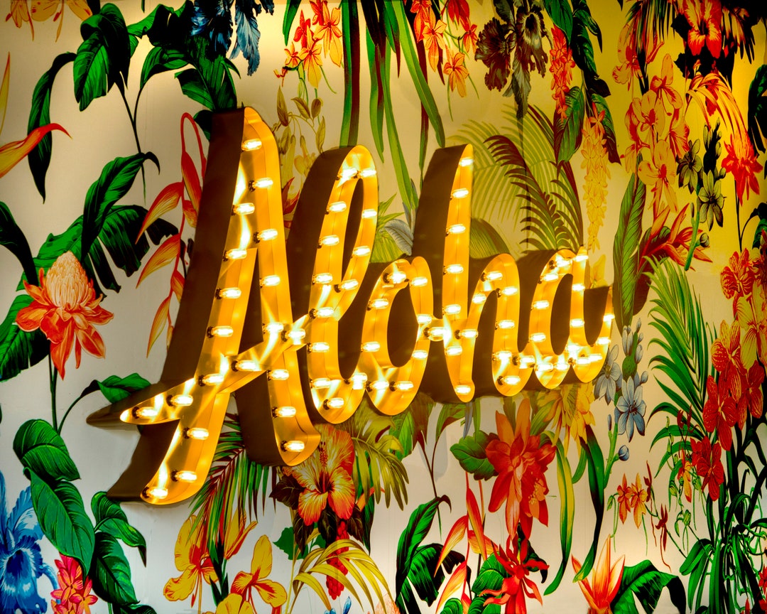 Home Decor Beach ALOHA Neon Sign Photograph Wall Art, Neon Aloha ...