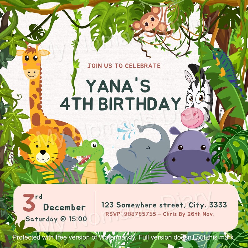 Jungle - MND4 - Jungle Party Invitation - Etsy