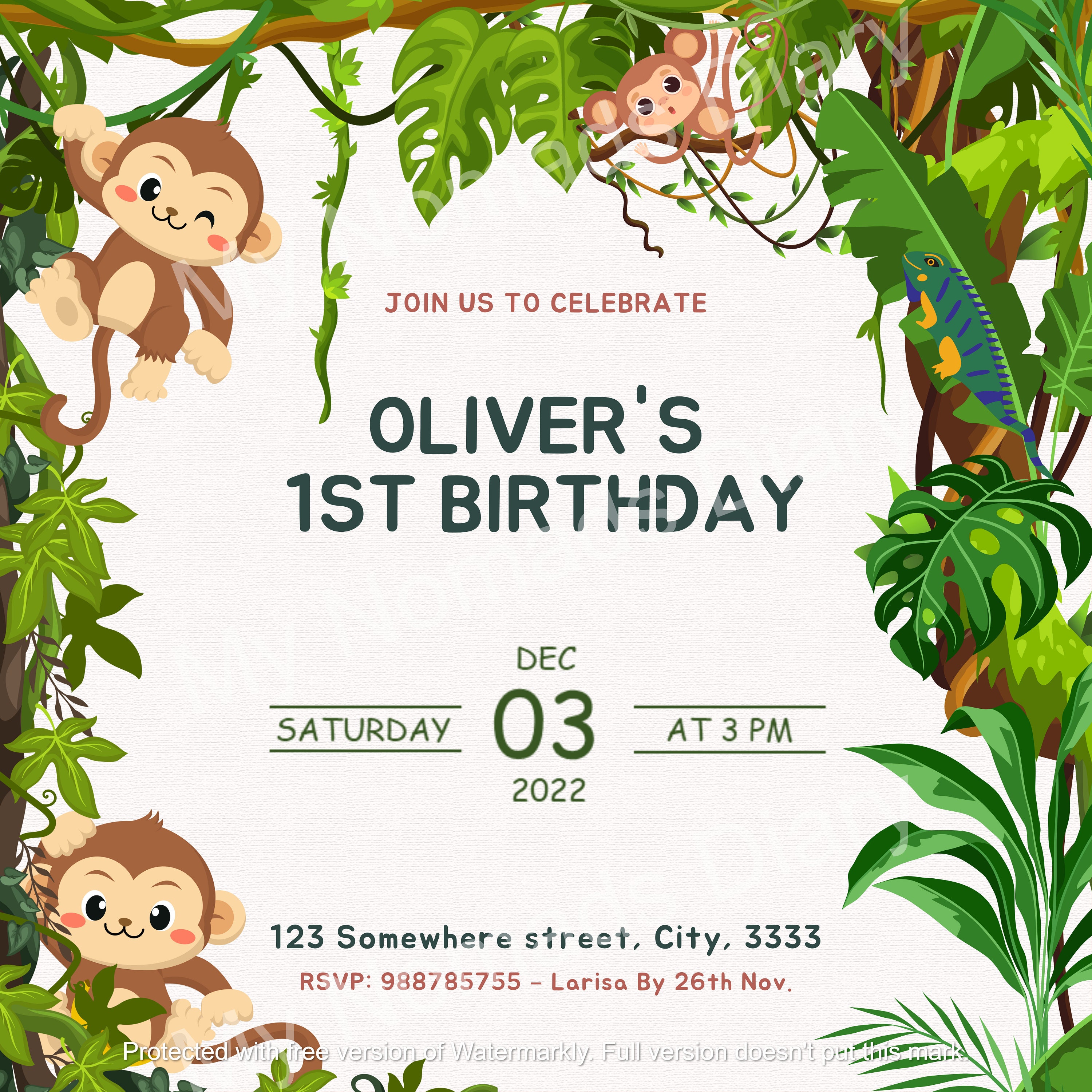 Monkey - MND3 - Monkey Party Invitation - Etsy