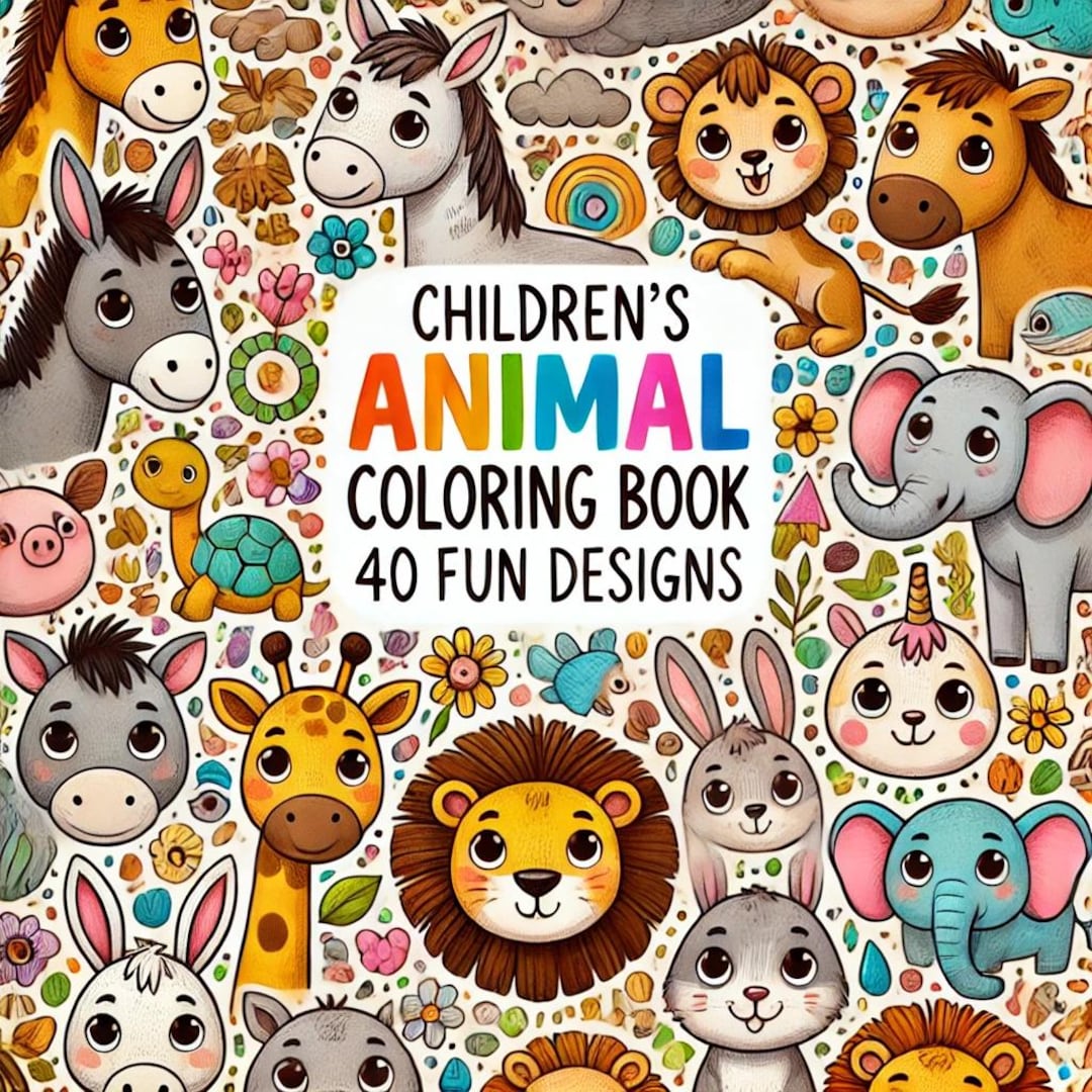 Children's Animal Coloring Book MND7 40 Fun Designs - Etsy