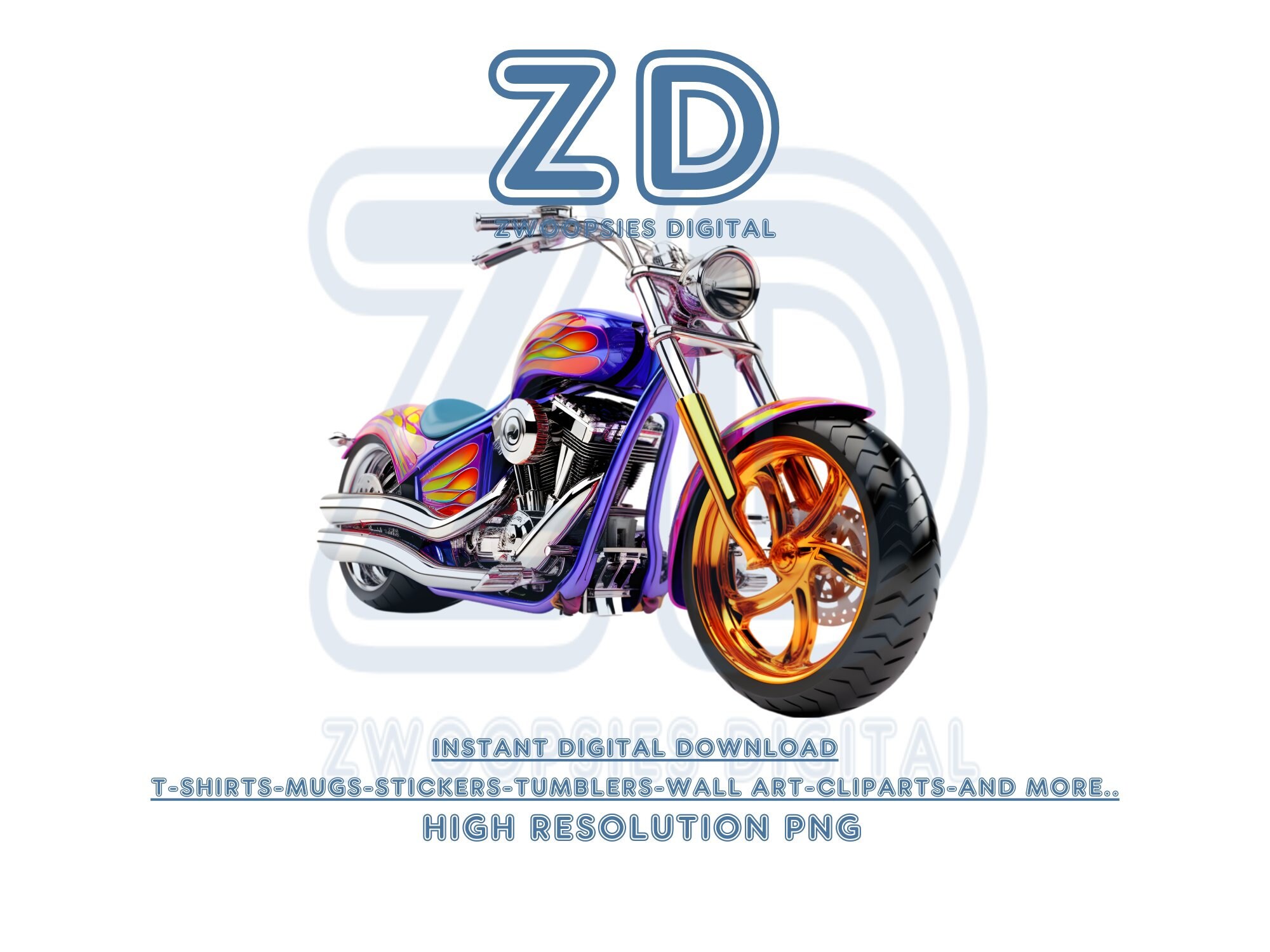 Bold Motorcycle Vibrant PNG Art Instant Digital Download - Etsy