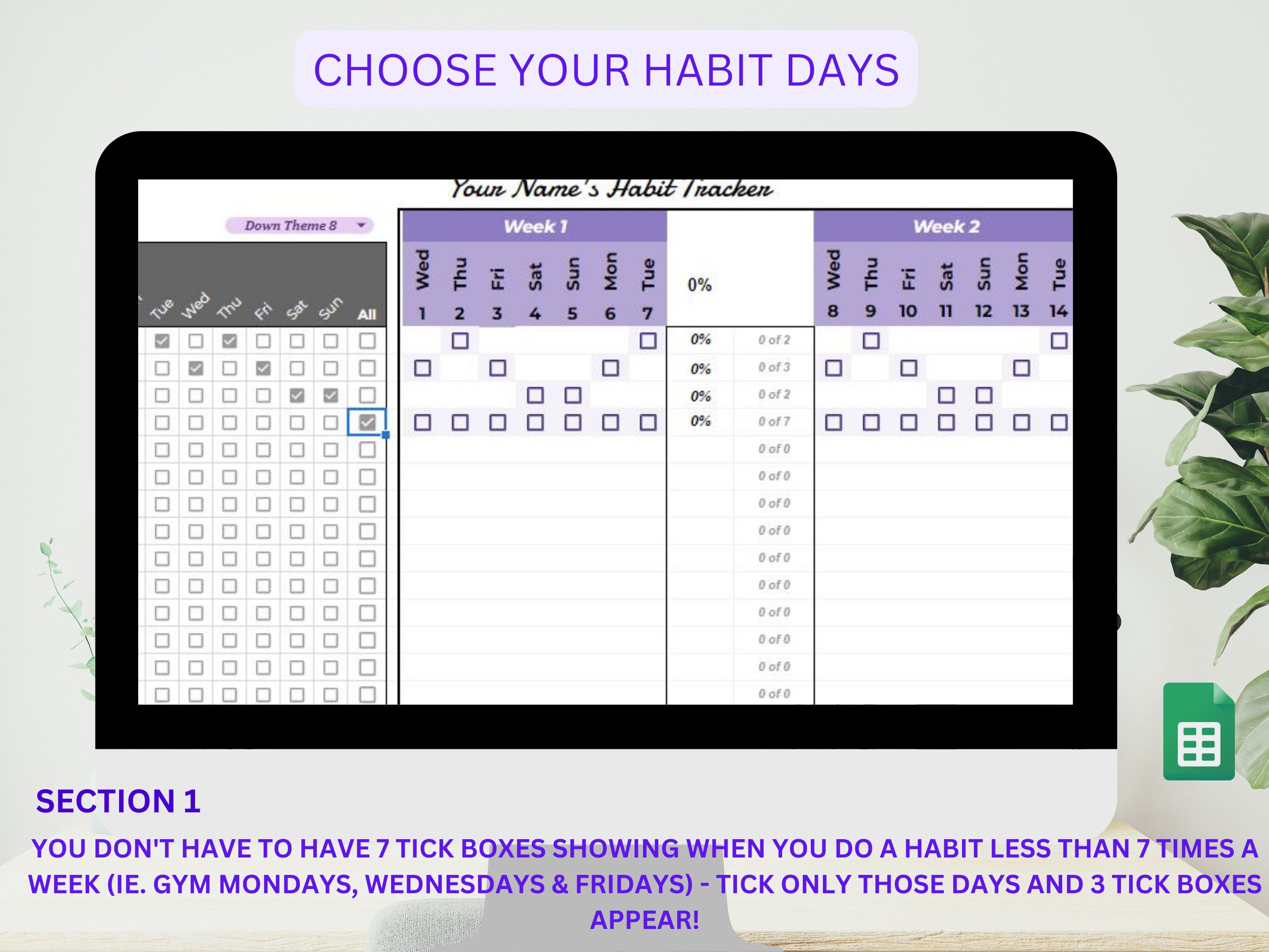 Habit Tracker Spreadsheet Template Google Sheets, Habit Tracker, Habit ...