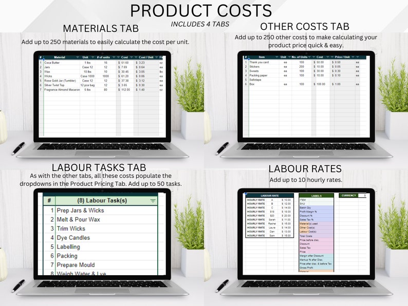 Pricing Calculator Spreadsheet, Product Pricing Calculator, Price Handmade Products, Cost ...