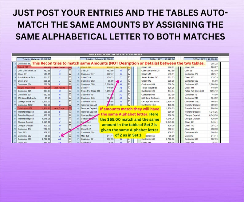 Reconciliation, 221 Entries, Google Sheets Reconciliation, Recon ...