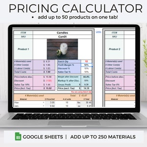 Pricing Calculator Spreadsheet, Product Pricing Calculator, Price ...