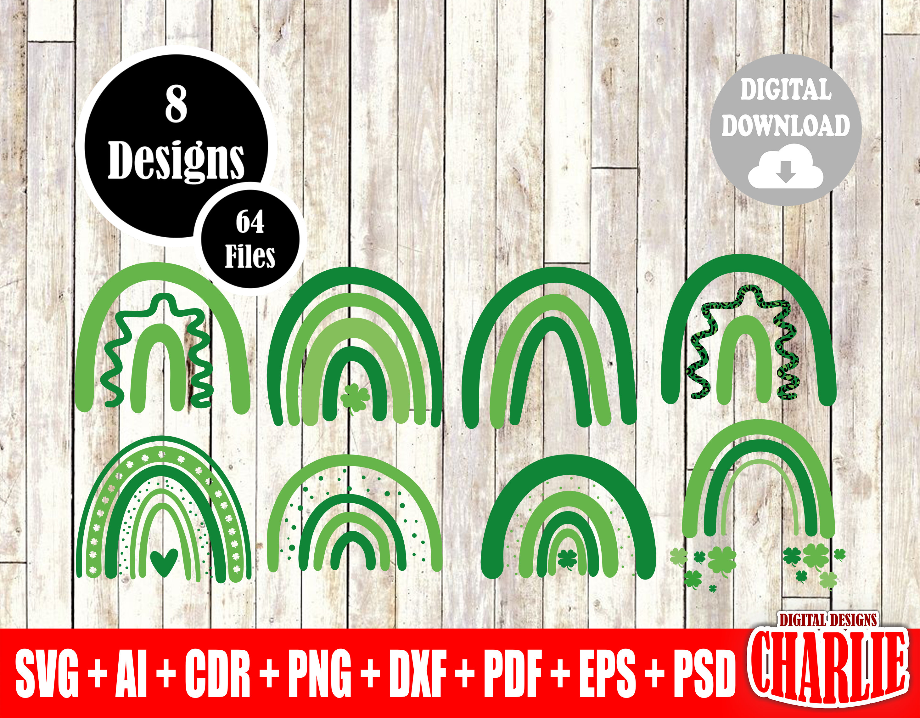 Rainbow St Patricks Day Svg, Shamrock Svg, St Patricks Day Svg, St ...