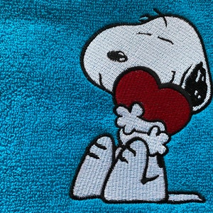 Snoopy With Heart Personalised Embroidered Blanket or Towel - Etsy