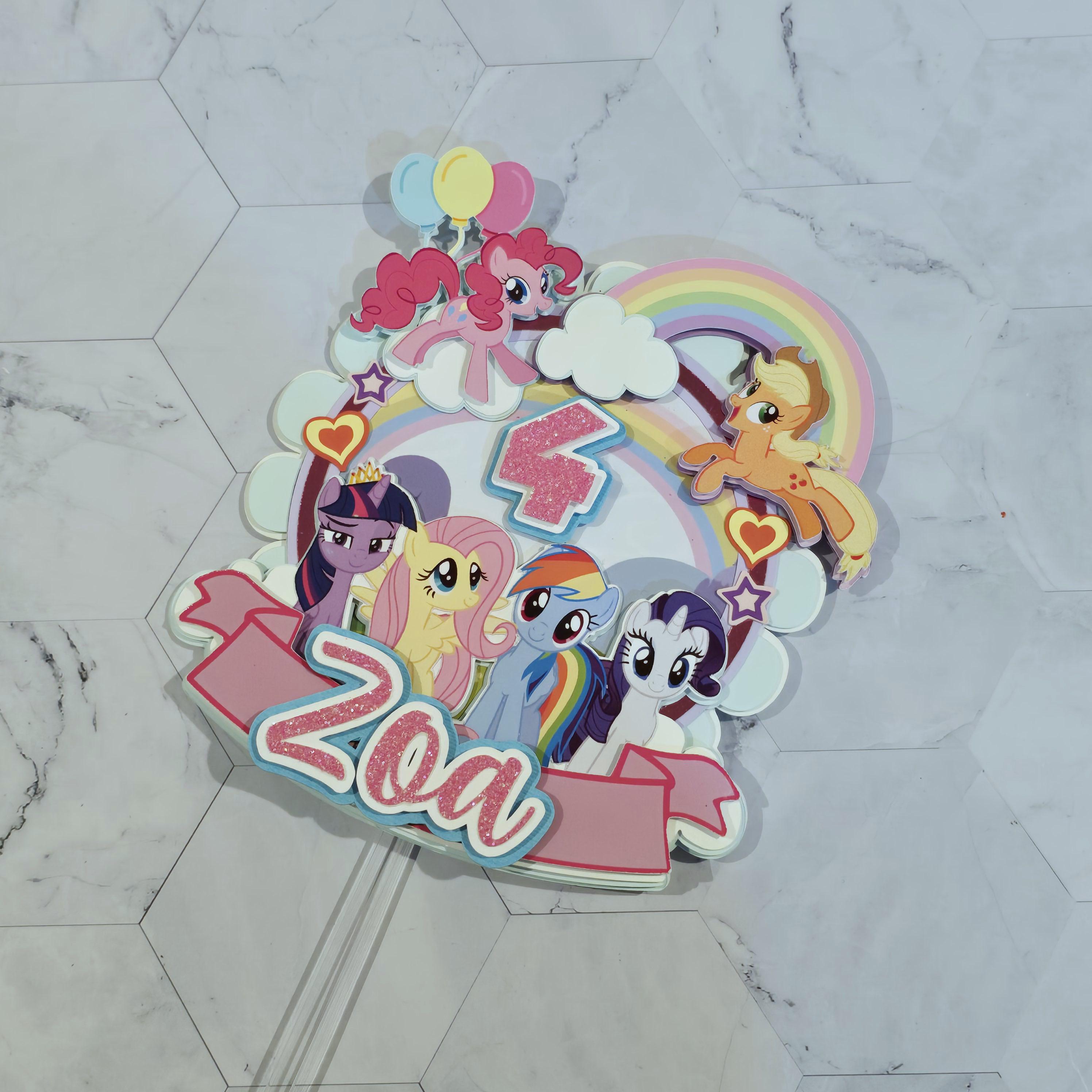 My Little Pony Cake Topper, Pinkie Pie Rainbow Dash Cake Topper, My ...