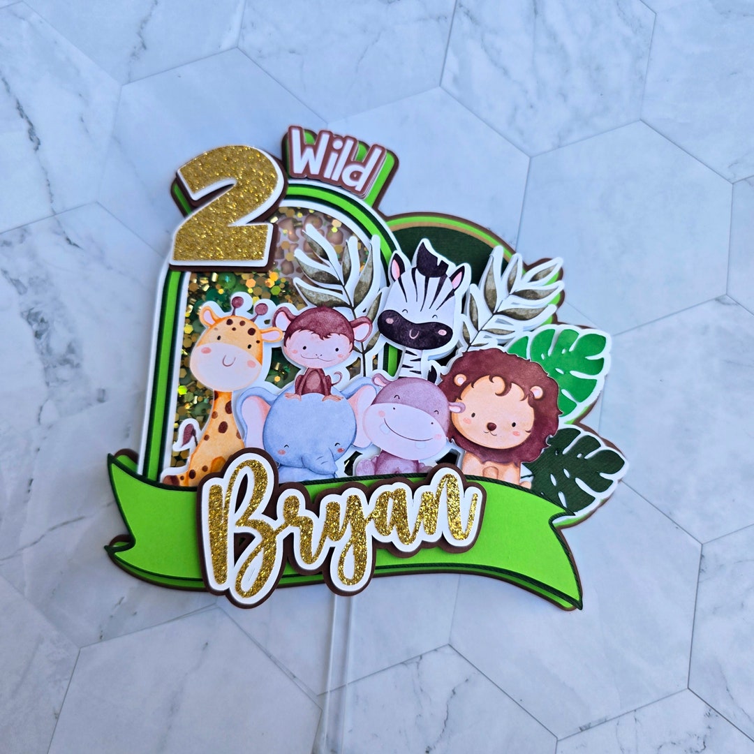 Two Wild Cake Topper Safari Cake Topper Safari Birthday Safari Theme ...