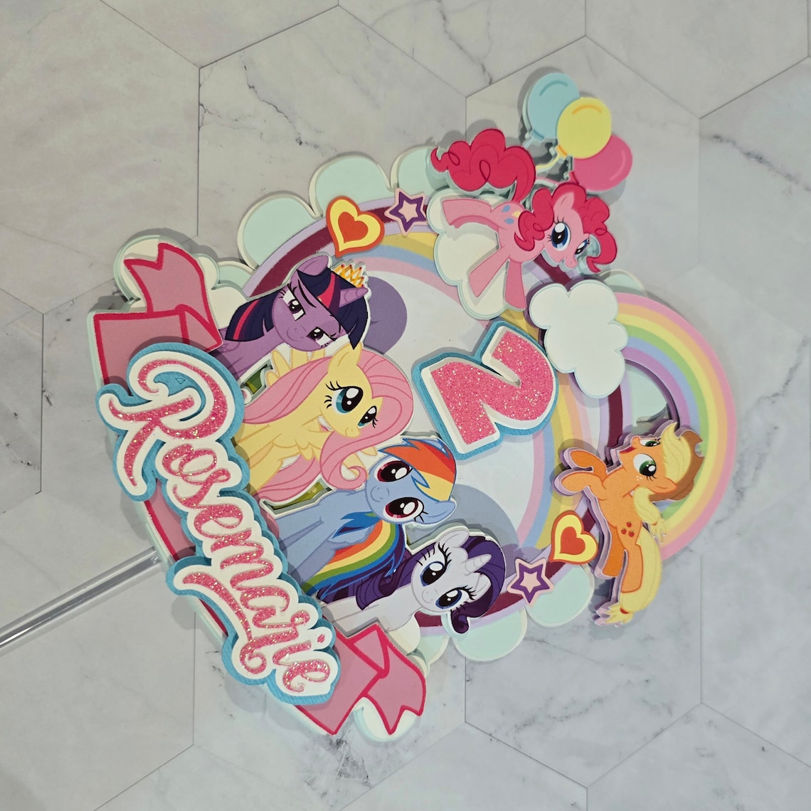 My Little Pony Cake Topper, Pinkie Pie Rainbow Dash Cake Topper, My ...