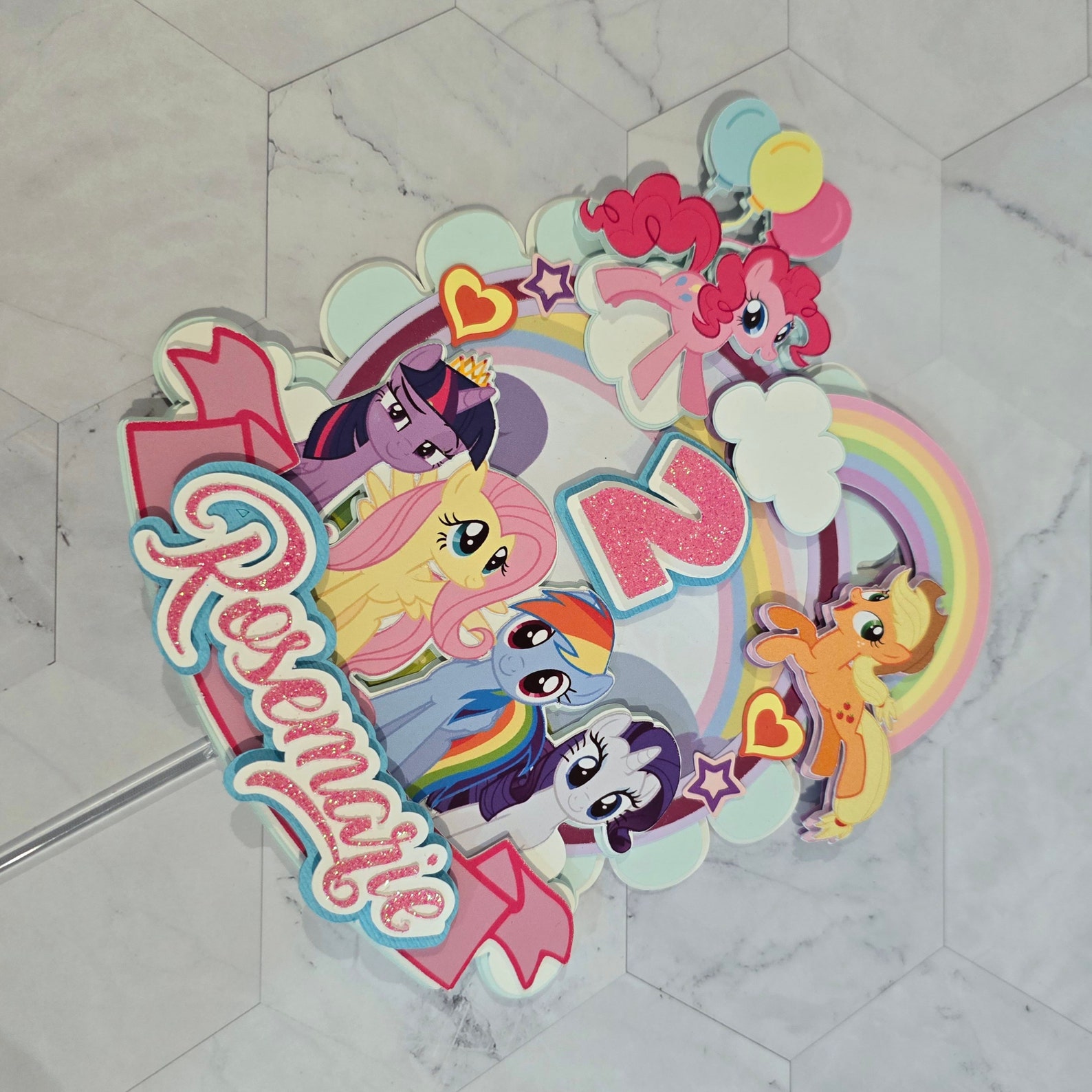 My Little Pony Cake Topper, Pinkie Pie Rainbow Dash Cake Topper, My ...