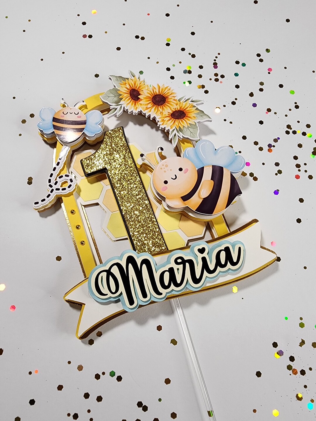 Bee Cake Topper,bee and Sunflowers Cake Decoration, Bee Party Theme ...