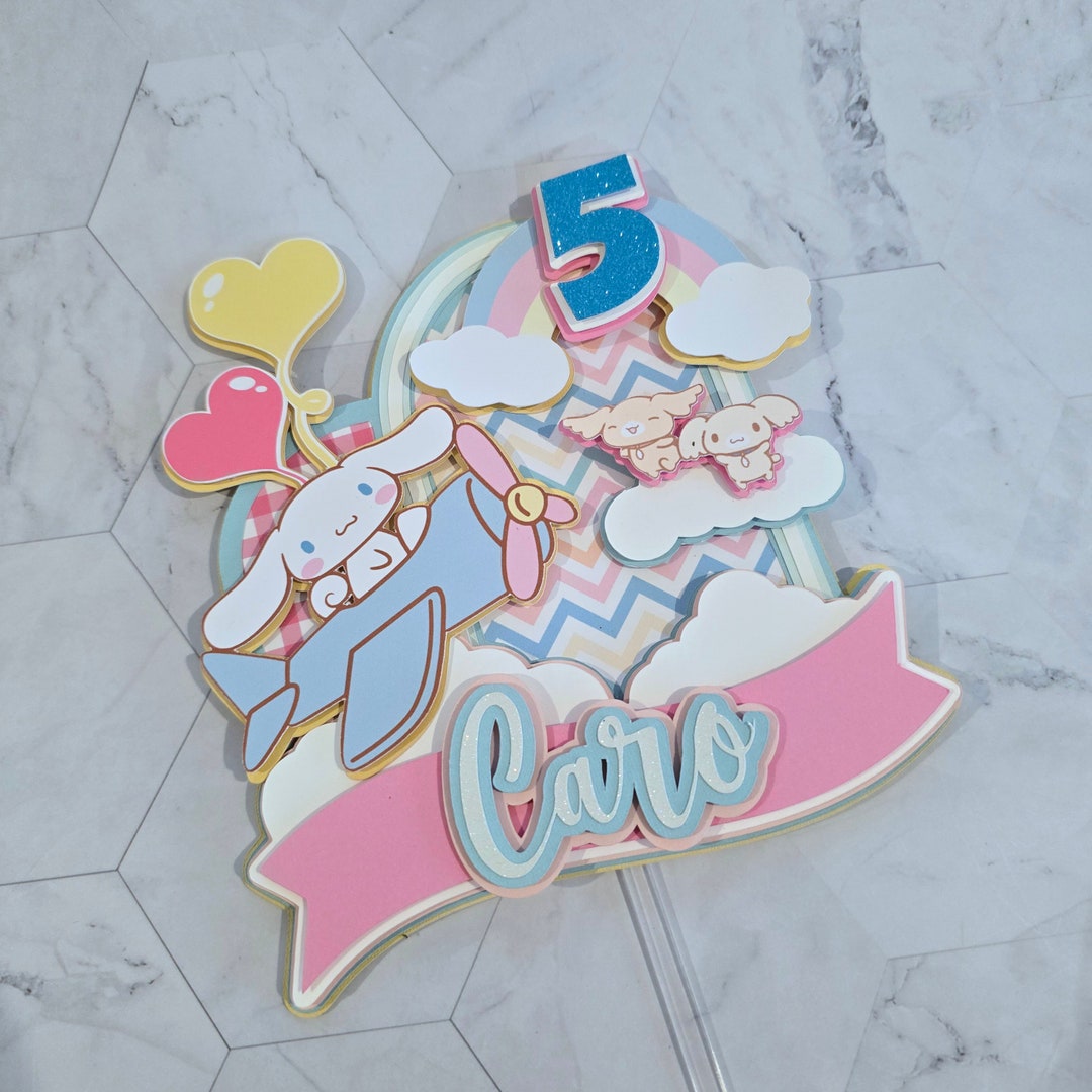Cinnamoroll cake topper, Kawaii Cinnamoroll party theme, sanrio cake ...
