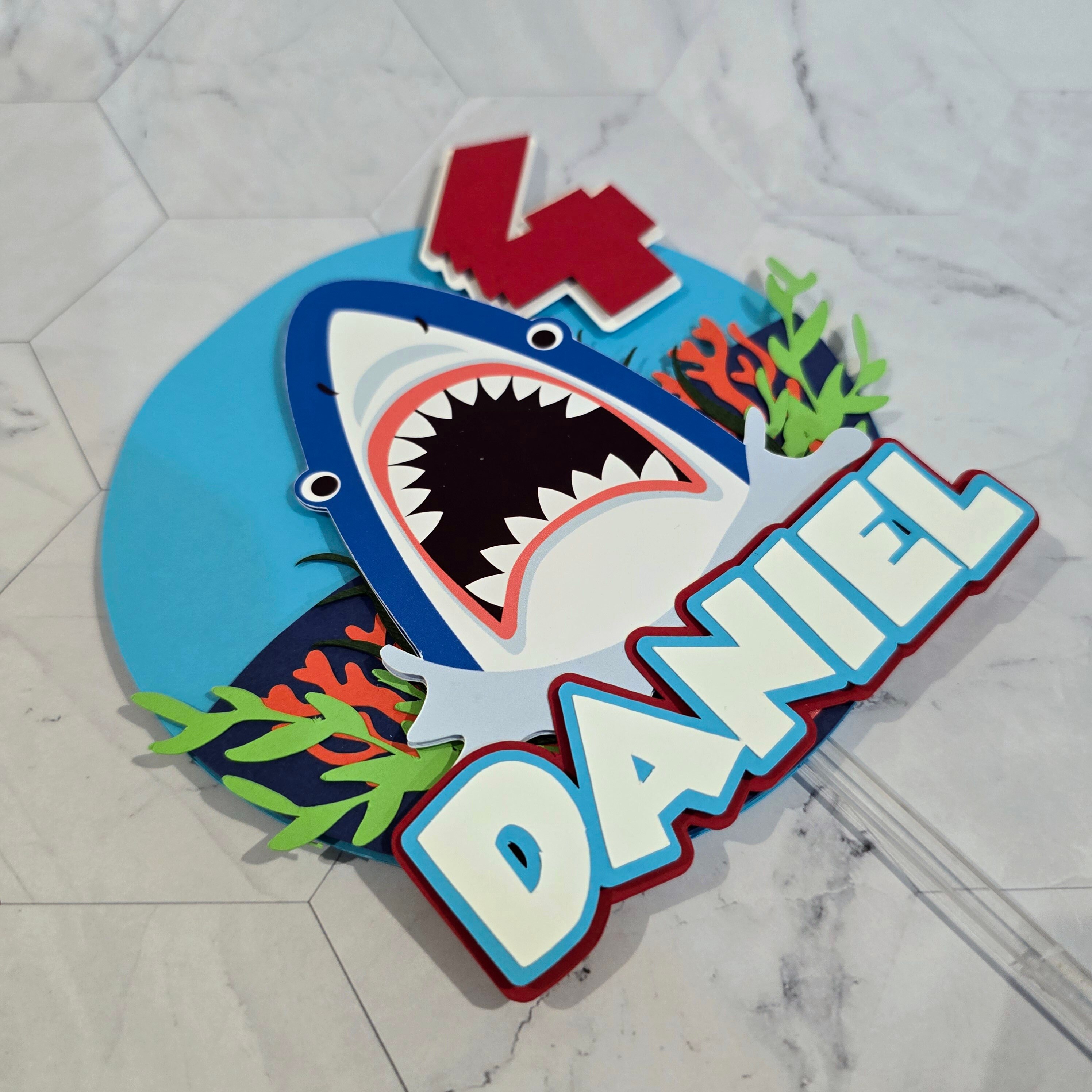 Shark Cake Topper Shark Birthday Decor Shark Party Theme Shark Cake ...