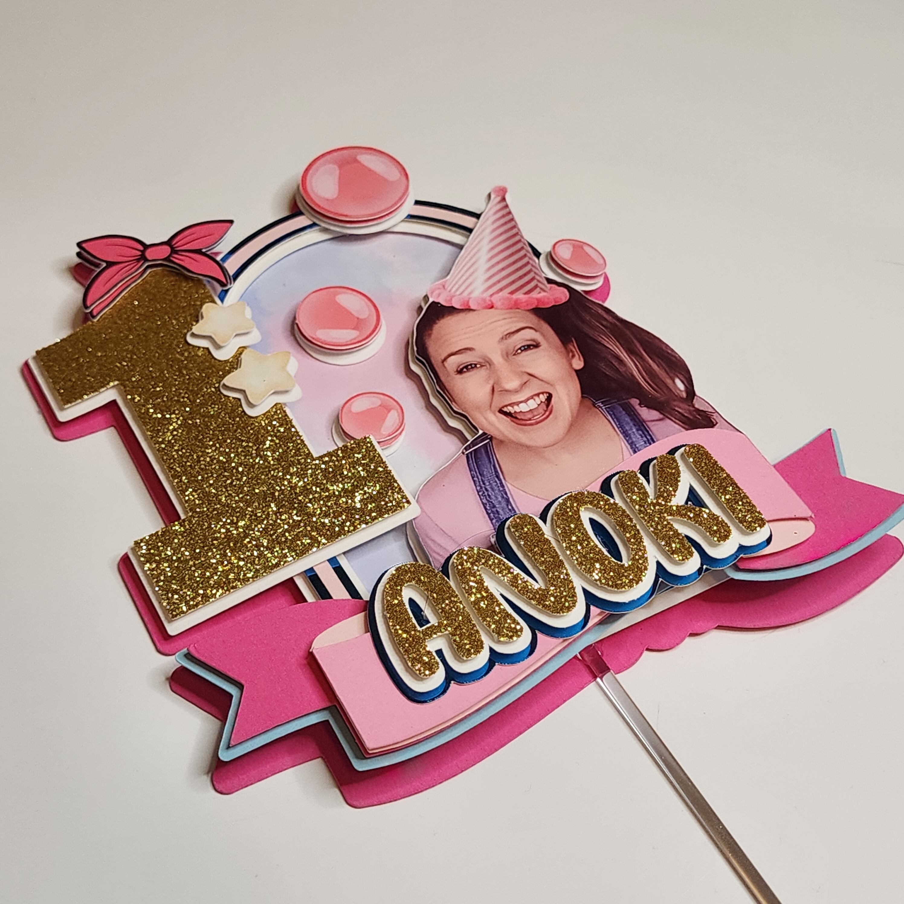 Ms Rachel Cake Topper Girly Gold Pink Ms Rachel for Littles Topper Ms ...