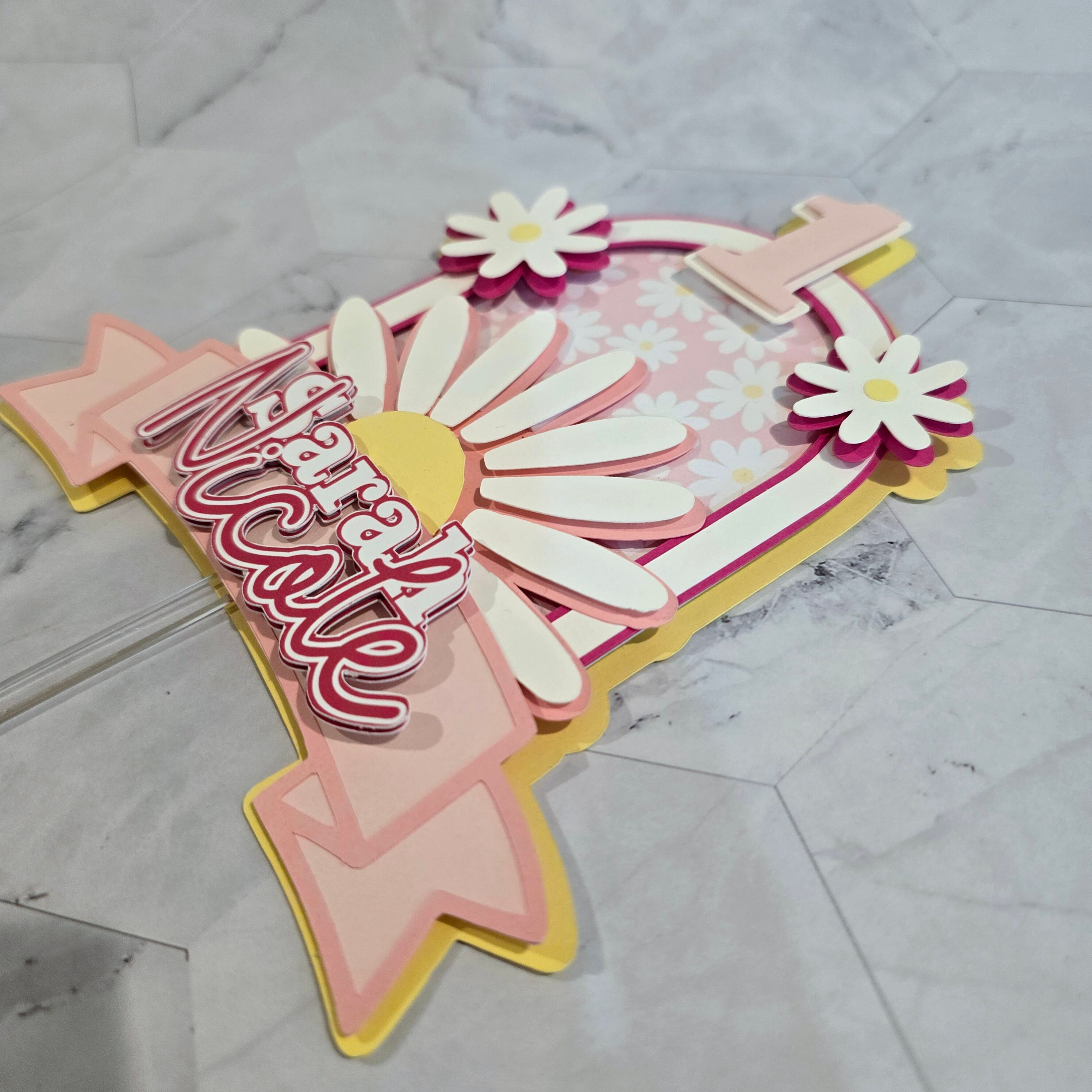 Daisy Cake Topper, Flower Cake Topper, One Daisy Cake Topper, Pink ...