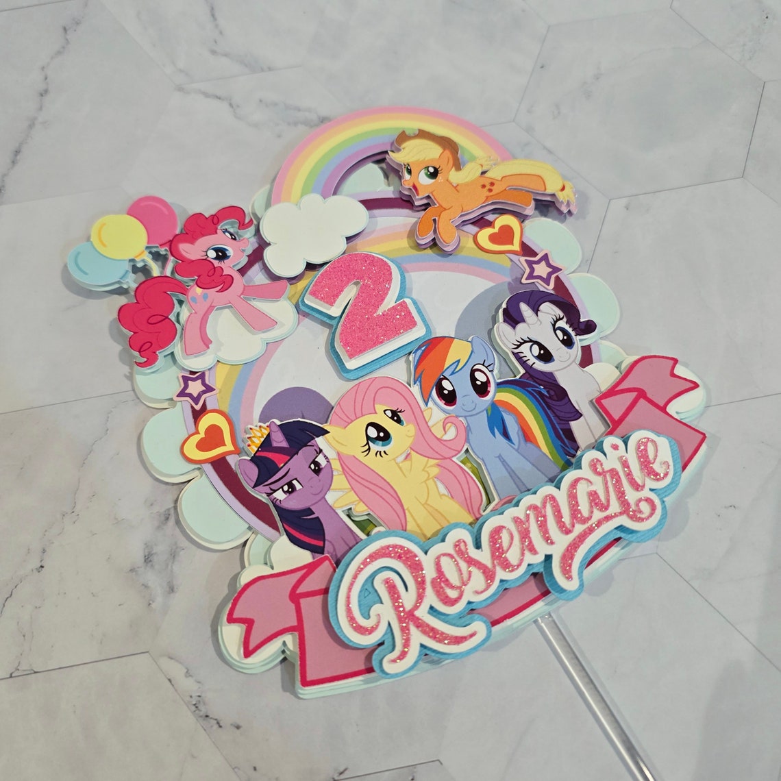 My Little Pony Cake Topper, Pinkie Pie Rainbow Dash Cake Topper, My ...