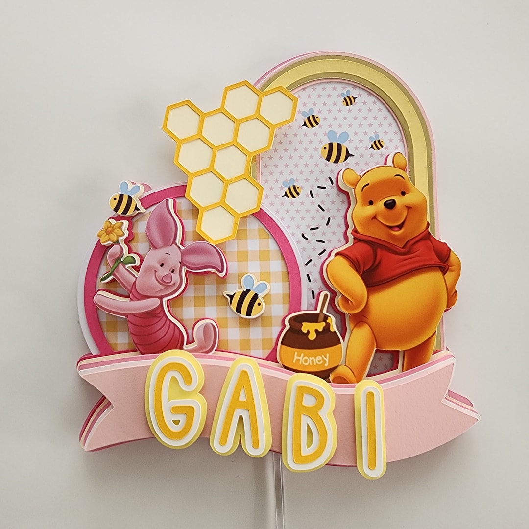 Winnie the Pooh Cake Topper Pooh Bear Winnie the Pooh Theme Party Pink ...