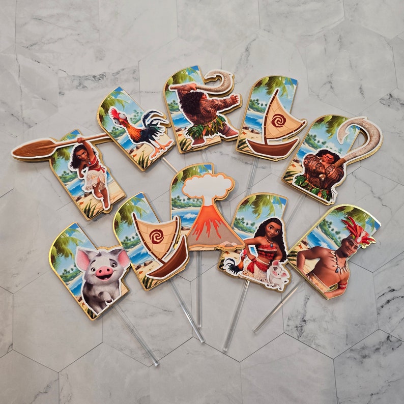 Moana Cupcake Toppers, Moana Mini Toppers for Dessert, Moana Birthday ...